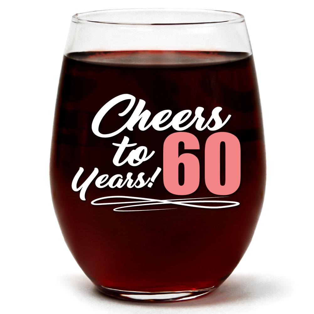 "Cheers to 60 Years!" Wine Glass and "Hello Sixty" Caribbean Retreat C ...